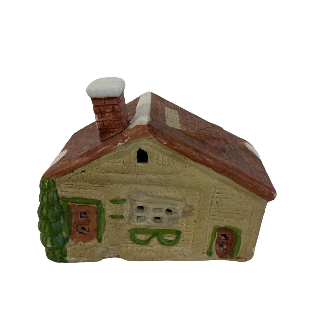 Miniature Christmas Holiday Old Log Cabin Tree Ceramic Primitive - Etsy