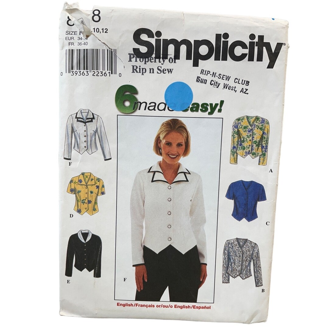 Simplicity Sewing Pattern 8468 Blouse Shirt Misses Size 8-12 - Etsy