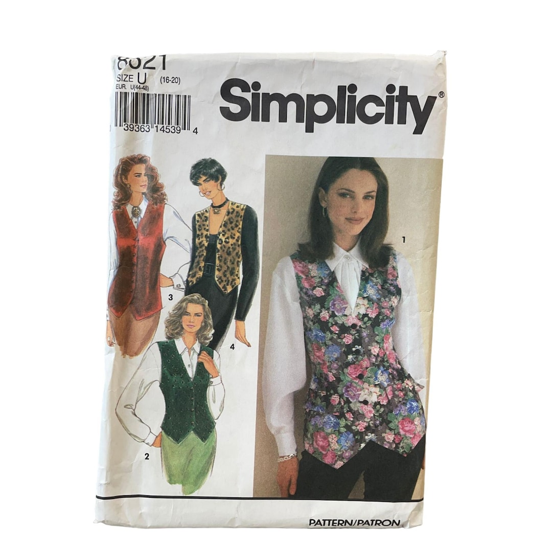 Simplicity Sewing Pattern 8621 Vest Misses Size 16-20 - Etsy