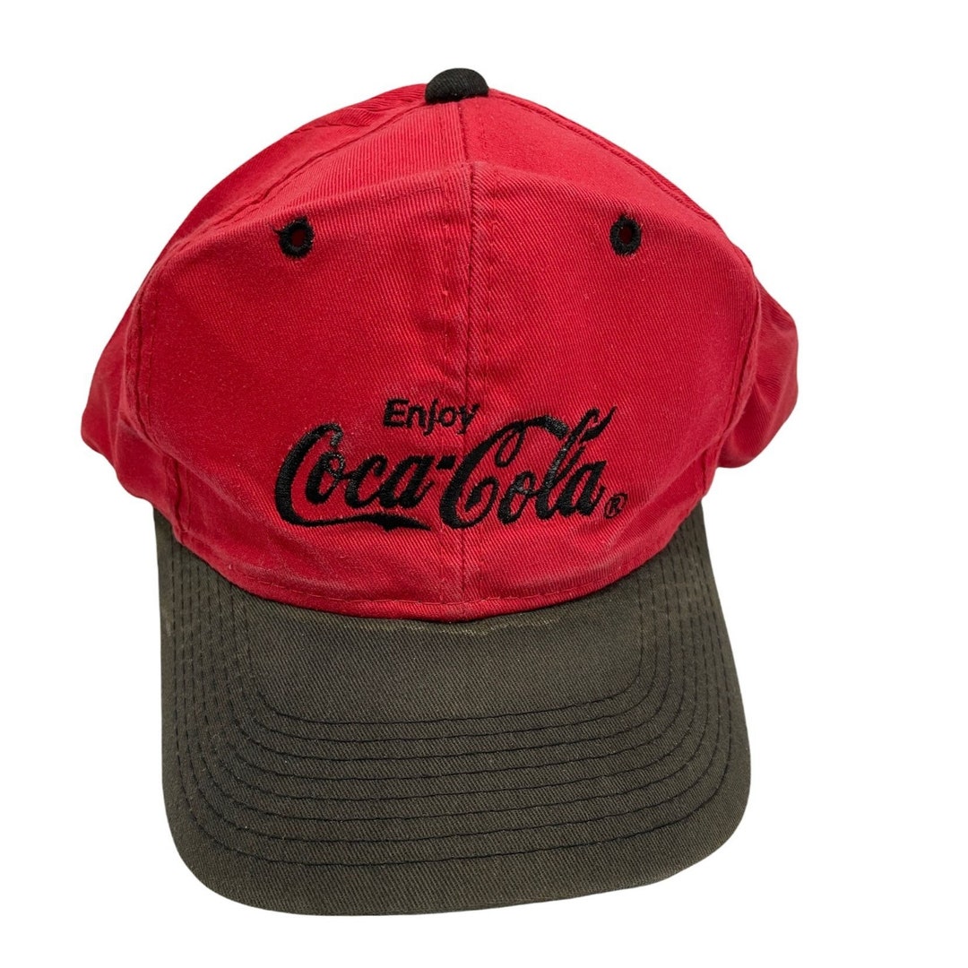 Vintage Coca Cola Cap Hat Youngan Red With Black Brim Green Underside ...