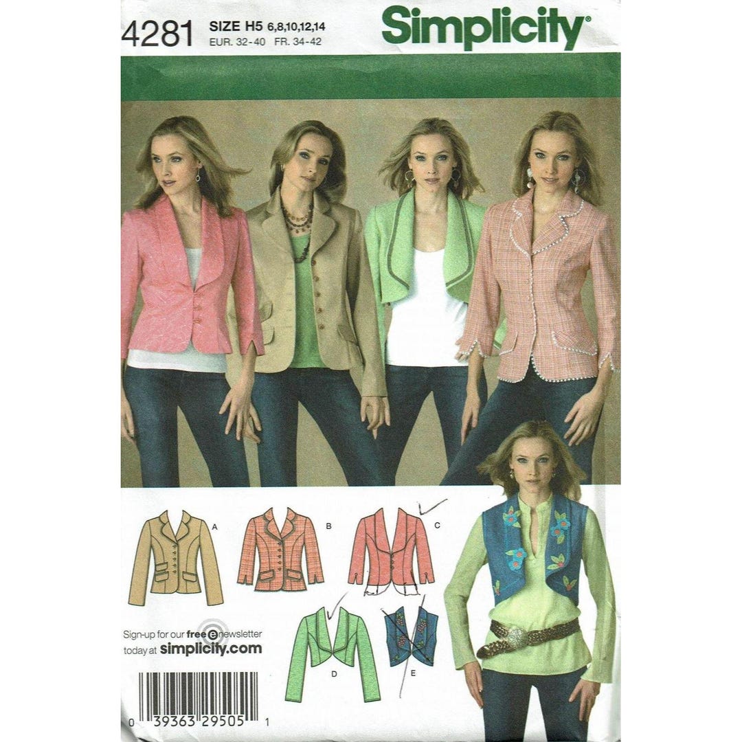 Simplicity Sewing Pattern 4281 Misses Lined Jackets Vest Size 6-14 - Etsy