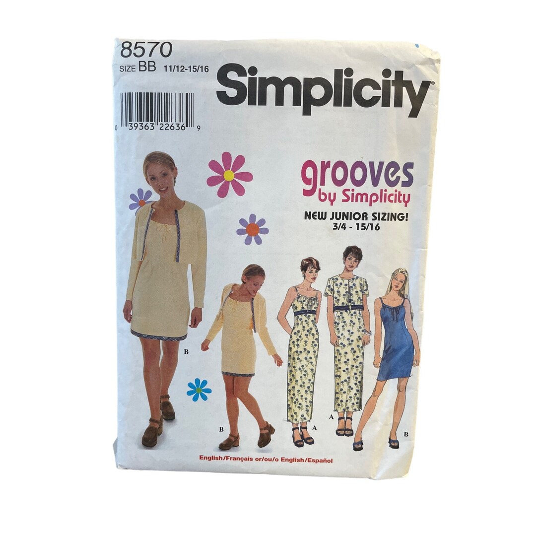 Simplicity Sewing Pattern 8570 GROOVES Dress Jacket Juniors Size 11-16 ...