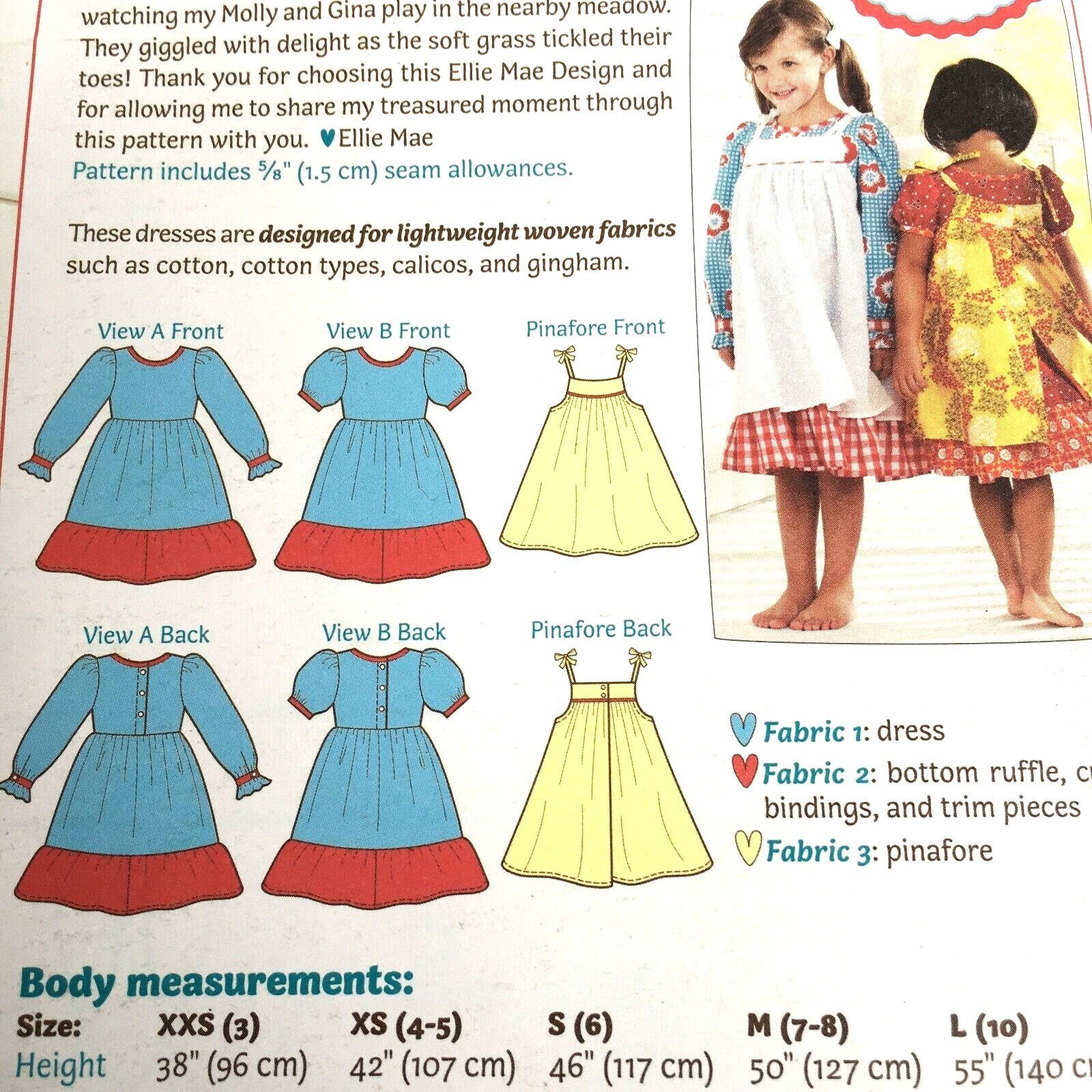 Kwik Sew Sewing Pattern Ellie Mae Precious Meadow Dresses Girls Size 3 ...