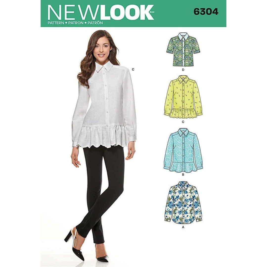 New Look Sewing Pattern 6304 Shirt Button Front Ruffled Size 10-22 - Etsy