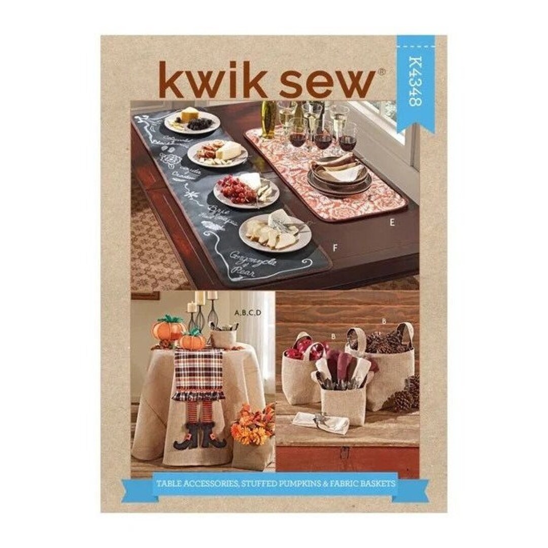 Kwik Sew Sewing Pattern 4348 Table Accessories Fabric Baskets Fabric ...