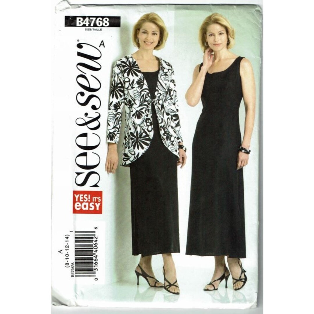 Butterick See and Sew Sewing Pattern 4768 Jacket Dress Misses Size 8-14 ...