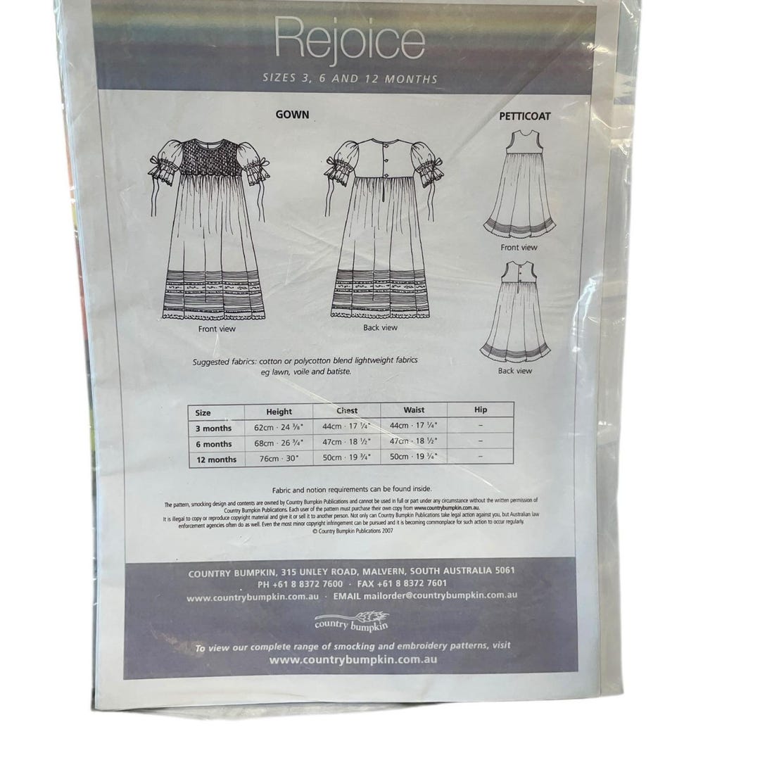 Rejoice Infant Gown & Petticoat Pattern Sizes 3 6 12 Months - Etsy