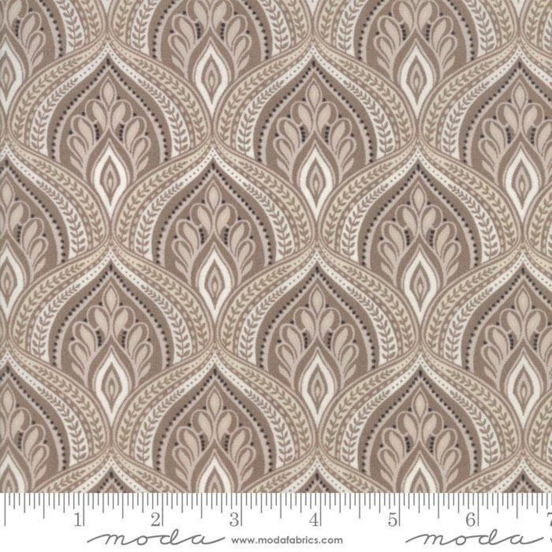 Moda 100% Cotton Fabric Geometric Pattern Taupe & Cream 30462 44" X .75 ...