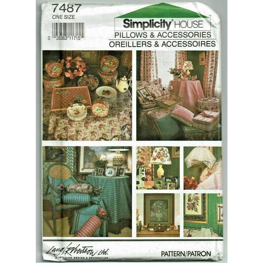 Simplicity Sewing Pattern 7487 House Decor Pillows Neck Roll Coverings ...