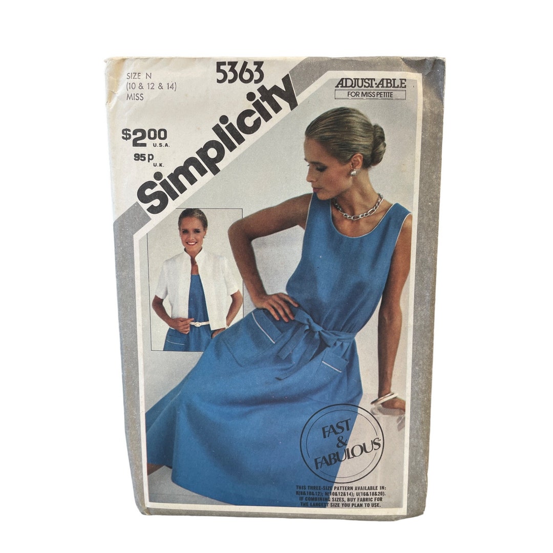 Simplicity Sewing Pattern 5363 Dress Jacket Pockets Misses Size 10-14 ...