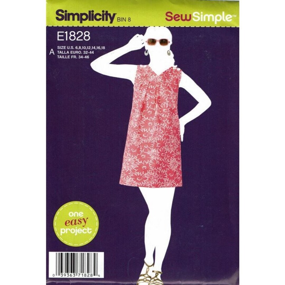 Simplicity Sewing Pattern 1828 Mini Dress Misses Size 6-18 - Etsy