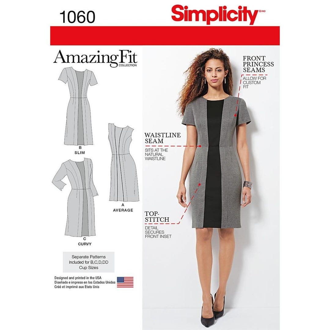 Simplicity Sewing Pattern 1060 Amazing Fit Dress Womens 20W-28W Curvy ...