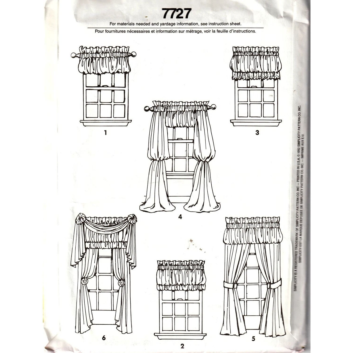 Simplicity Sewing Pattern 7727 Window Treatments Valance Drapes - Etsy