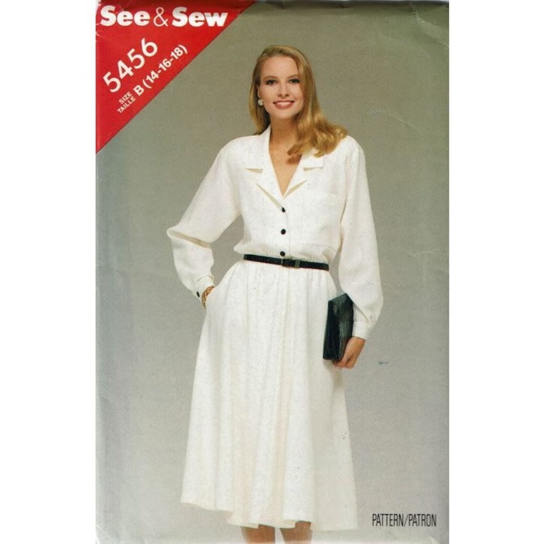 Butterick See and Sew Sewing Pattern 5456 Dress Notched Collar Misses ...