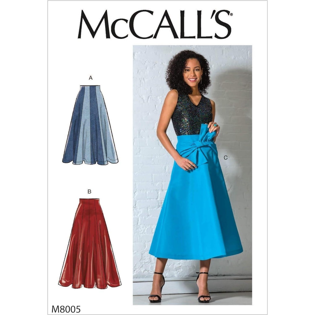 Patron de couture McCalls 8005 Gore, jupe à empiècements, nœud papillon ...