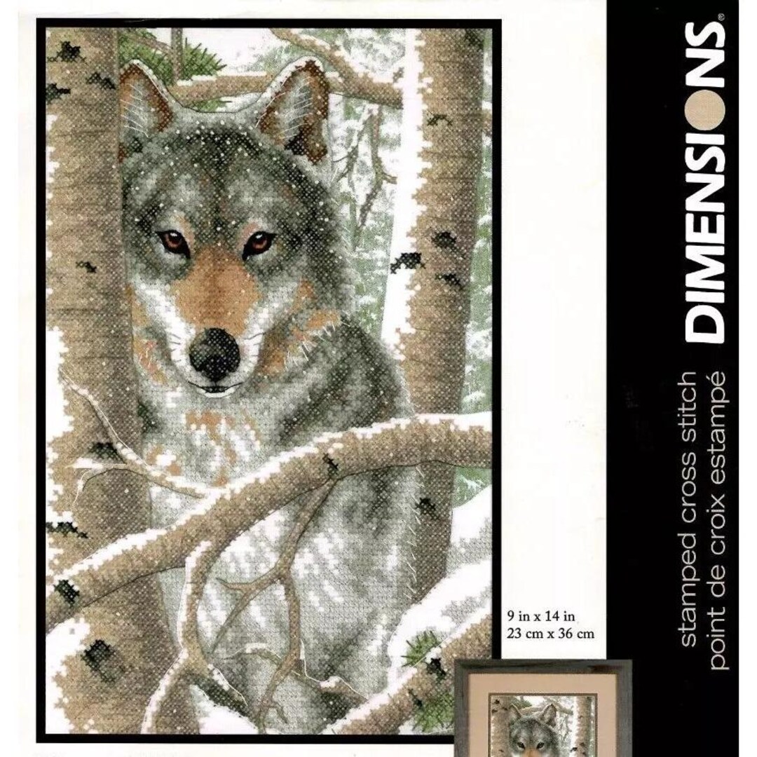 Dimensions Wintry Wolf Stamped Cross Stitch Kit - Etsy