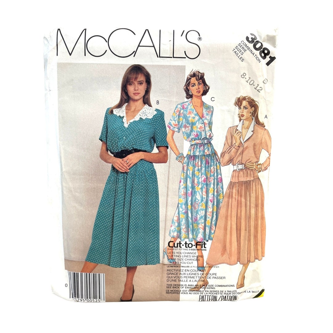 Mccalls Sewing Pattern 3081 Dress Belt 80s Fashion Misses Size 8-12 ...