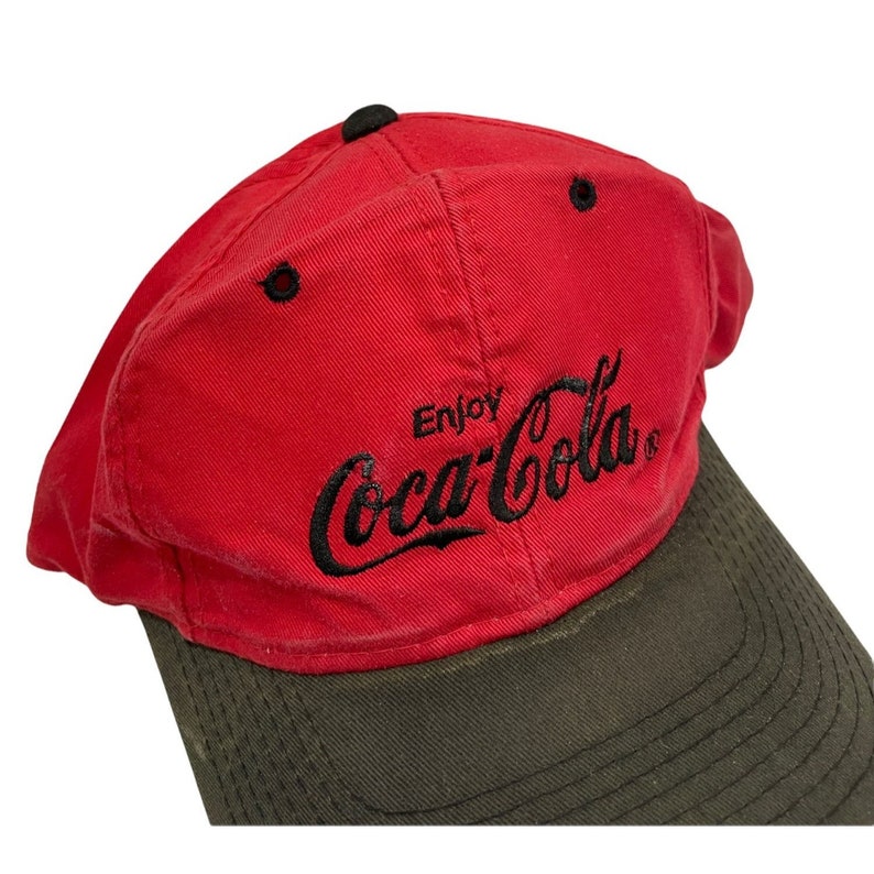 Vintage Coca Cola Cap Hat Youngan Red With Black Brim Green Underside ...