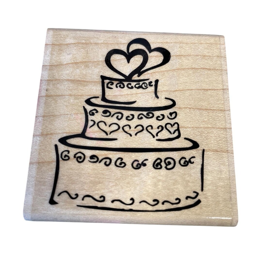 Wedding Cake Rubber Stamp on Wooden Block for Crafting Scrapbooking - Etsy