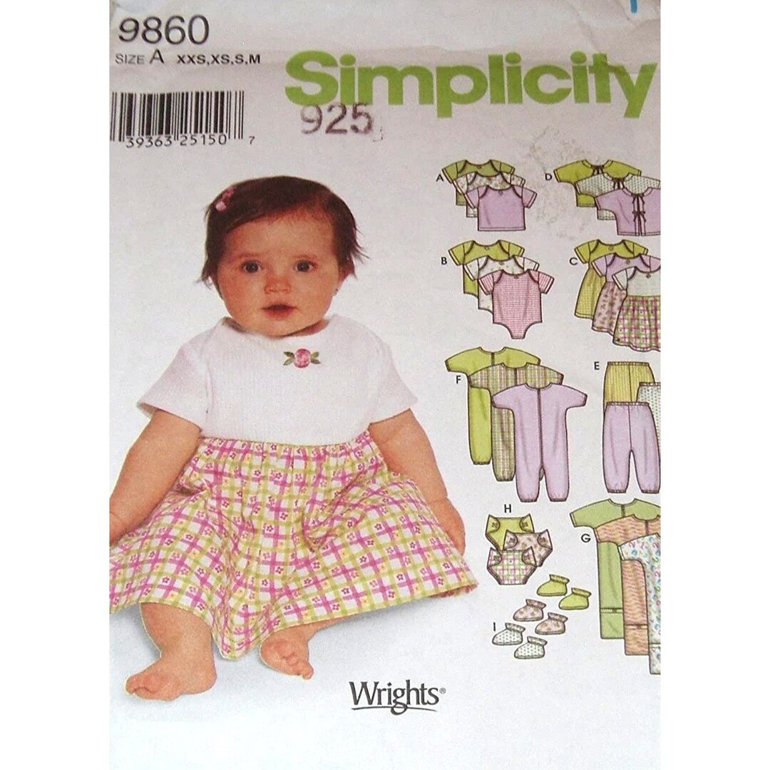 Simplicity Sewing Pattern 9860 Babies' Layette Bunting Size XXS-M - Etsy