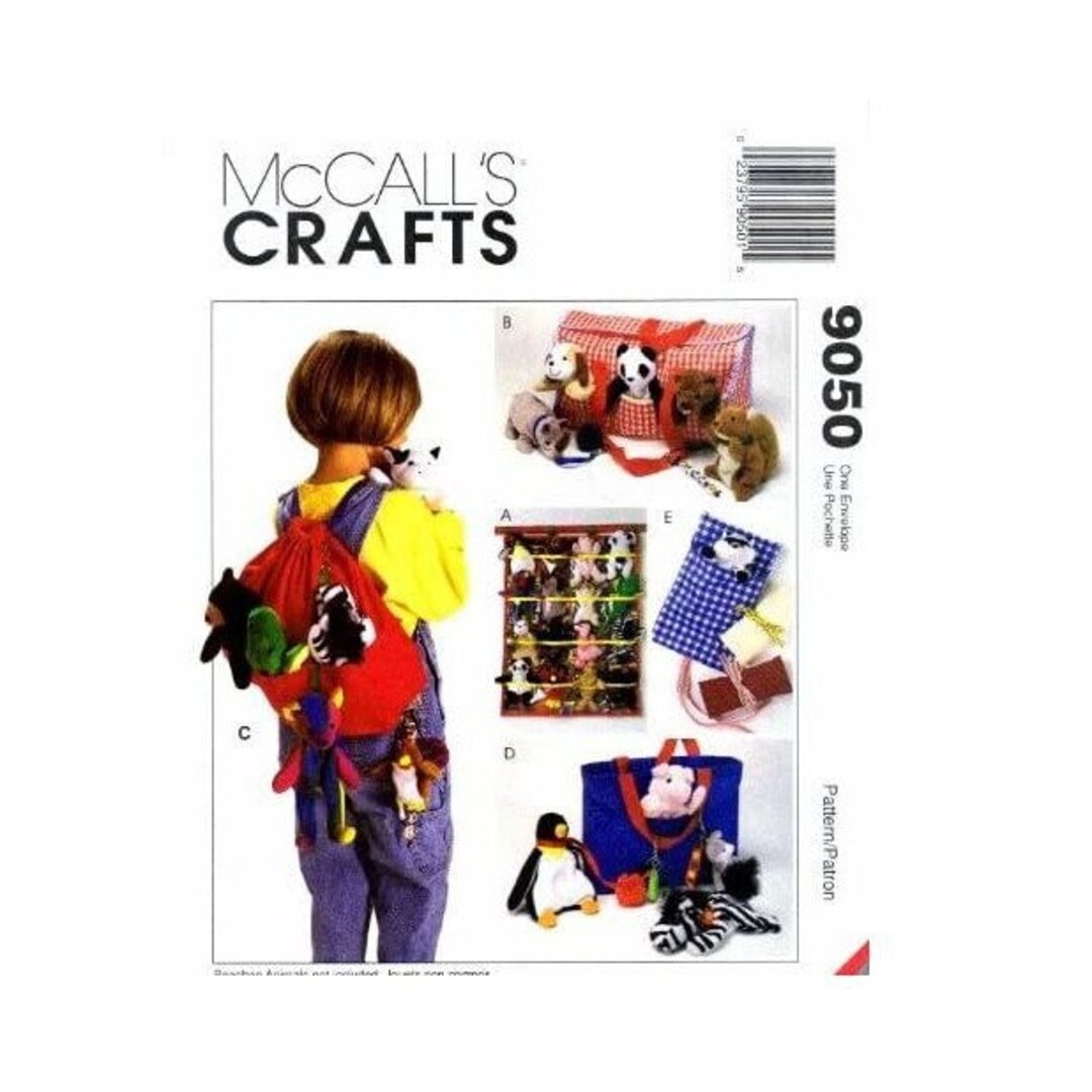 Mccalls Sewing Pattern 9050 Bean Bag Animal Toys Tote Backpack Sleeping ...