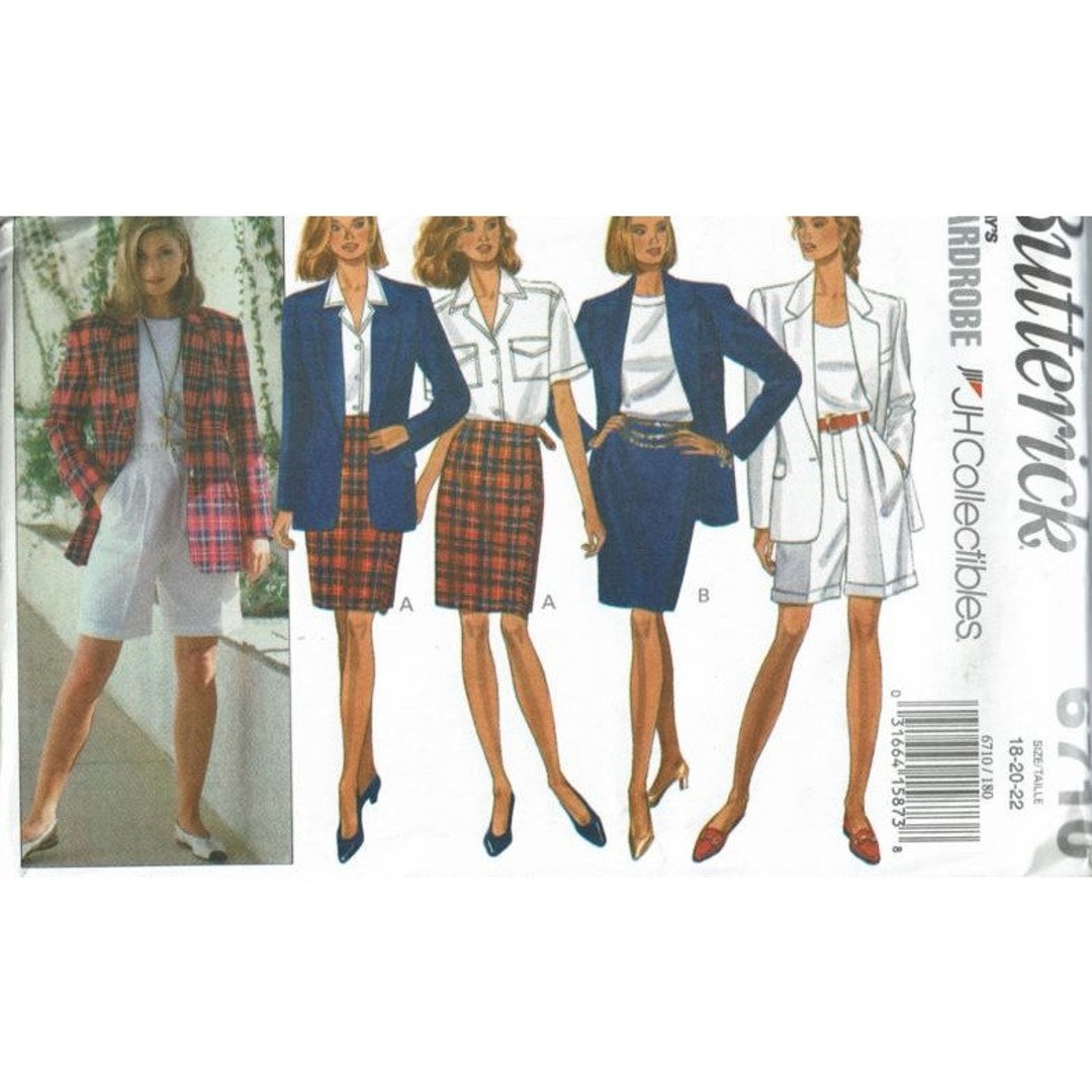 Butterick Sewing Pattern 6710 Jacket Skirt Shorts Misses Size 18-22 - Etsy