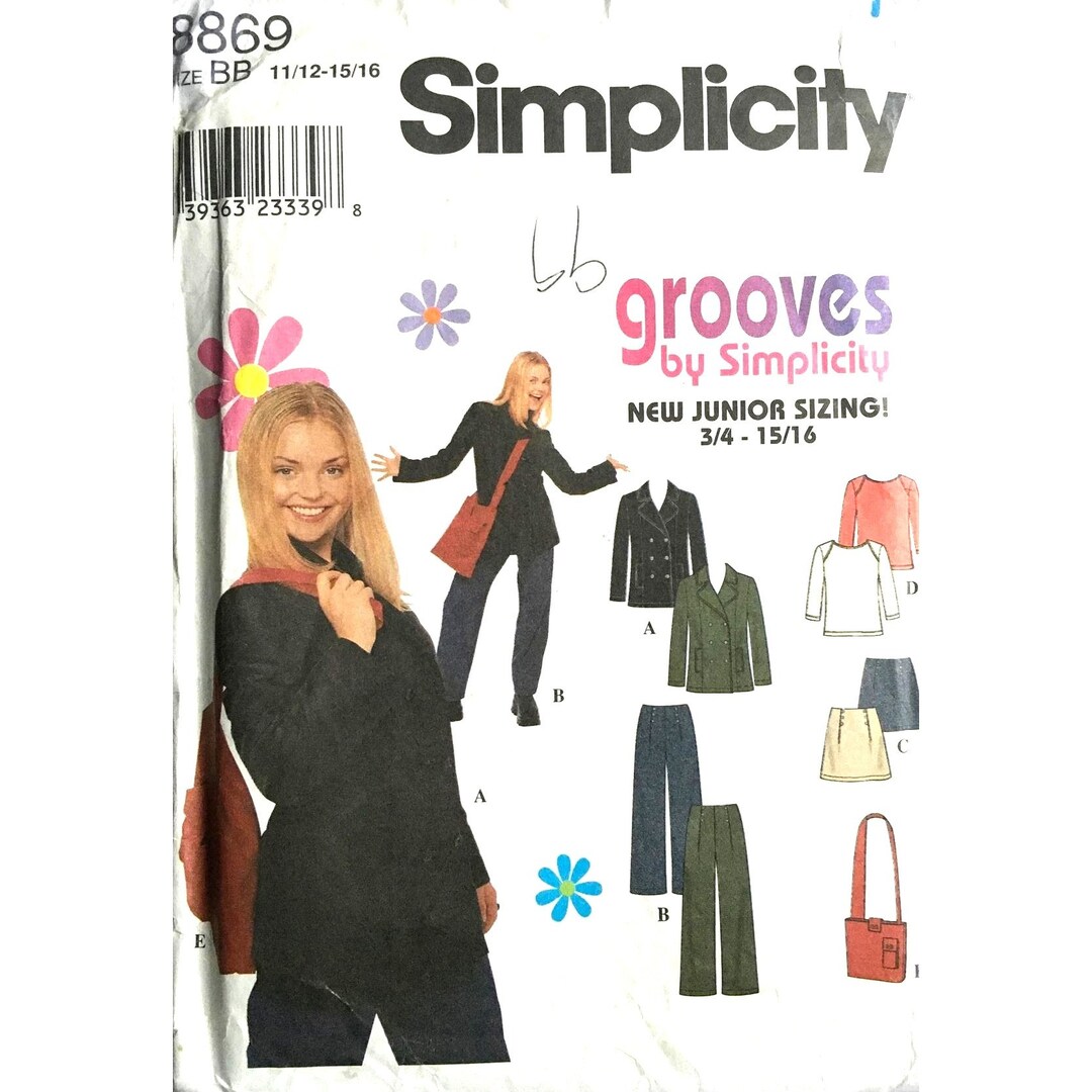 Simplicity Sewing Pattern 8869 Jacket Pants Skirt Bag Top Juniors 11/12 ...