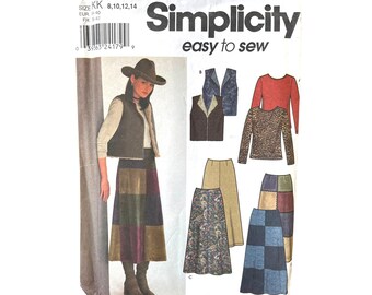 Uncut 2000 Simplicity Sewing Pattern 9328 Size 8-14 Misses' Vest, Skirt ...