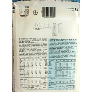 Butterick See Sew 5436 Sewing Pattern Top Pants Size 8-12 - Etsy Australia