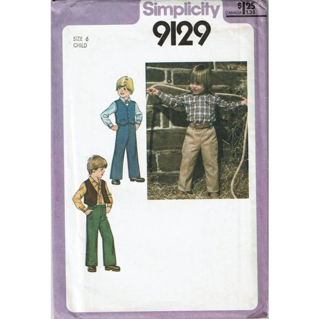 Simplicity Sewing Pattern 9129 Shirt Pants Vest Boys Size 6 Vintage - Etsy