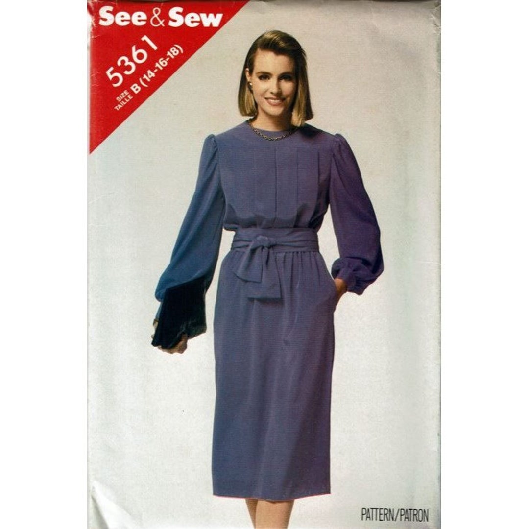 Butterick See and Sew Sewing Pattern 5361 Pullover Dress Waist Tie ...