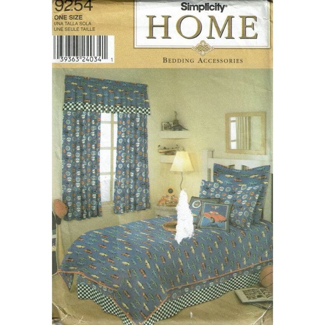 Simplicity Sewing Pattern 9254 Bedding Twin Full Size Comforter Skirt ...