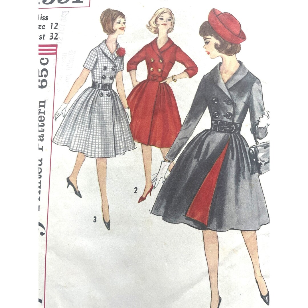 Simplicity Sewing Pattern 4591 Coat Dress Full Skirt Size 12 - Etsy