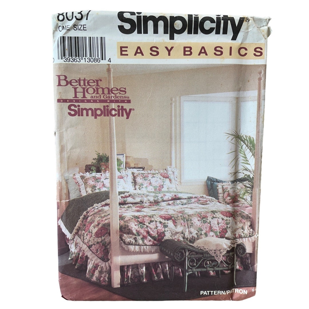Simplicity Sewing Pattern 8037 Comforter Dust Ruffle Sham Bedroom ...