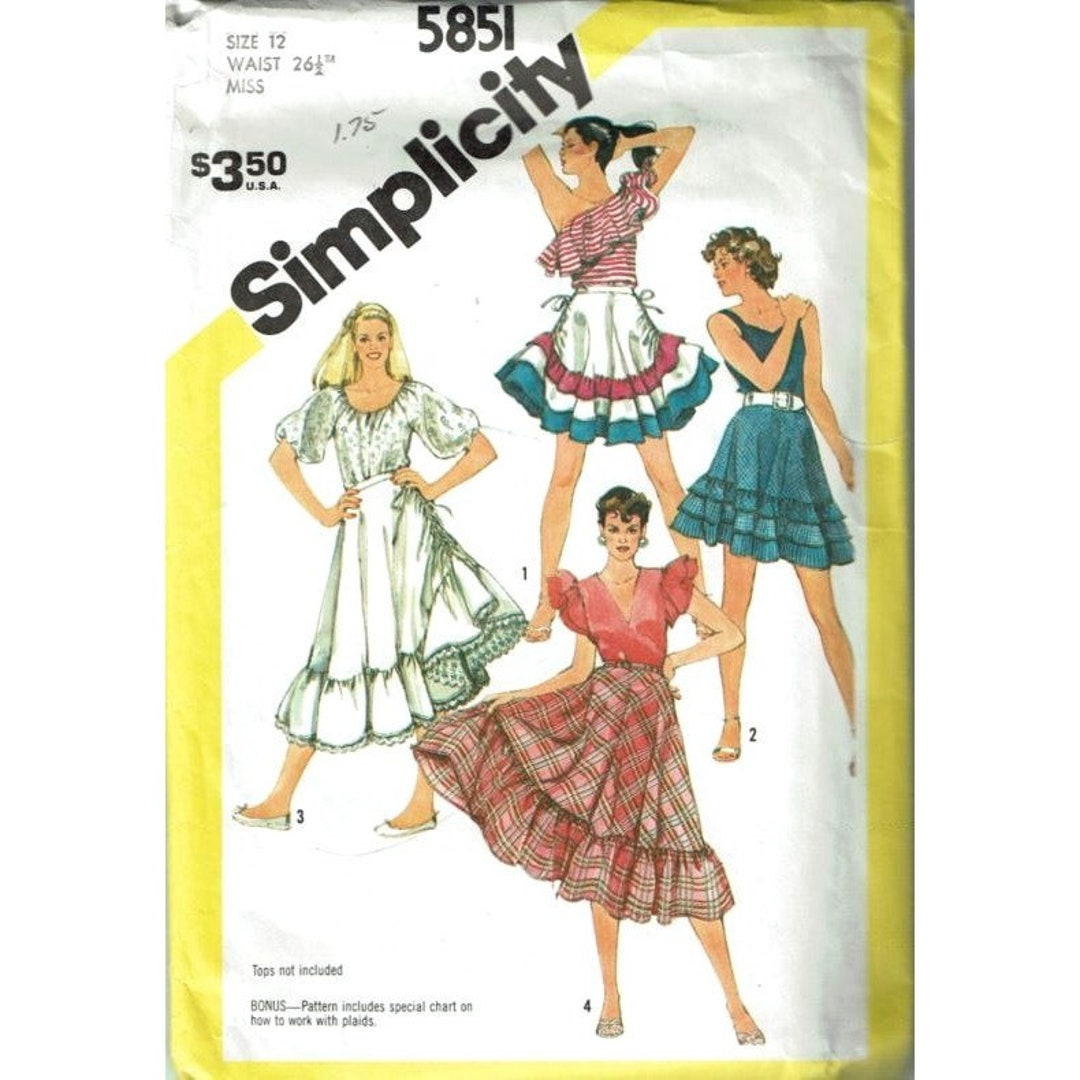 Simplicity Sewing Pattern 5851 Flounced Skirt Western Dancing Misses ...