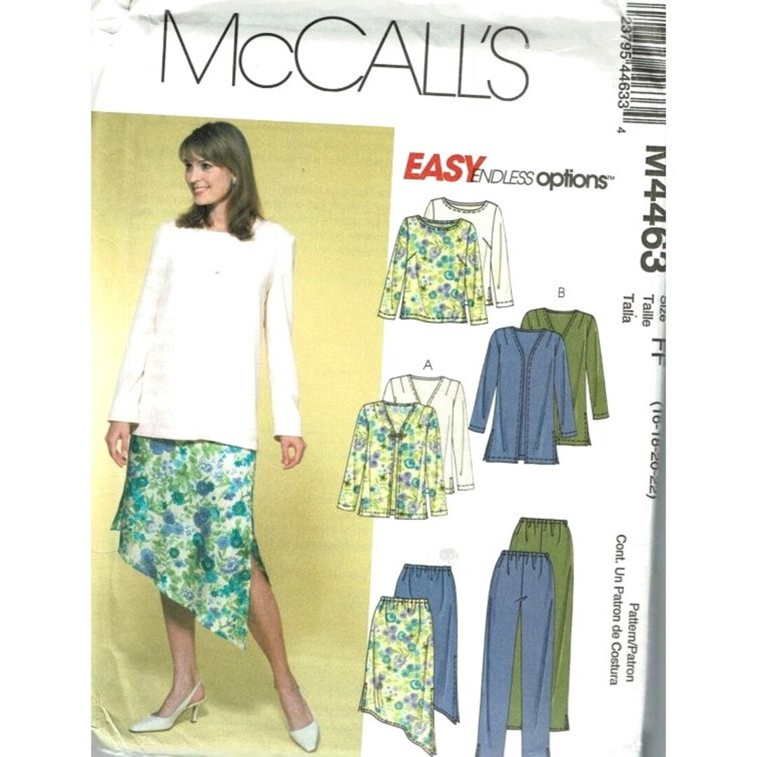 Mccalls Sewing Pattern 4463 Jacket Pants Skirt Top Misses Size 16-22 - Etsy