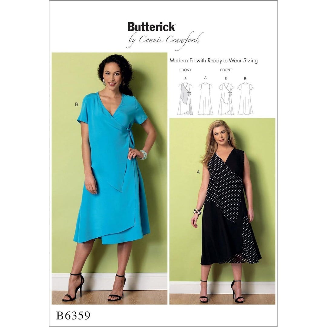 Butterick Sewing Pattern 6359 Dress Wrap Flared Womens Plus Size 1X-6X ...