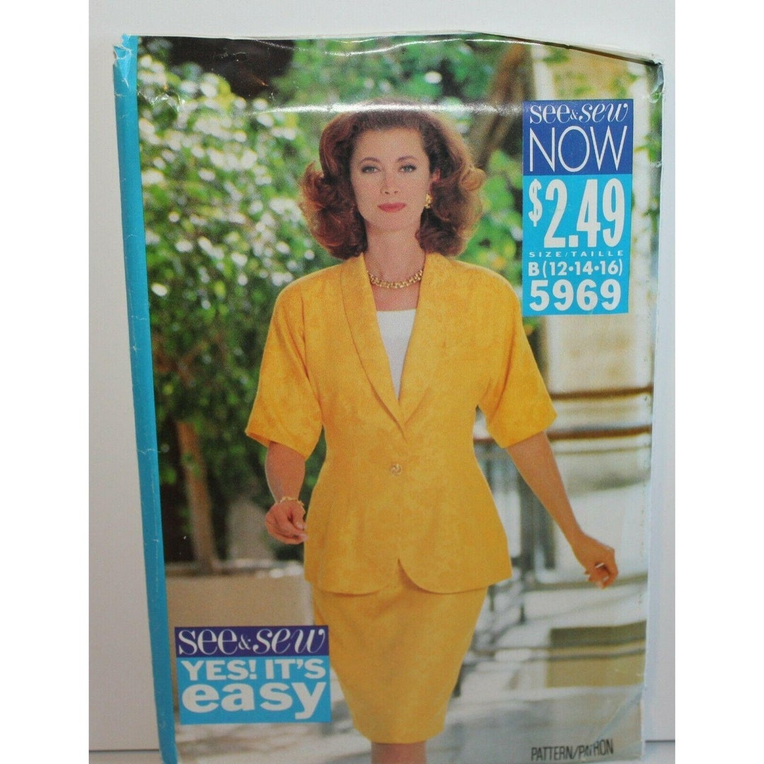 Butterick See and Sew Pattern 5969 Misses Jacket Skirt Top Size 12 14 ...