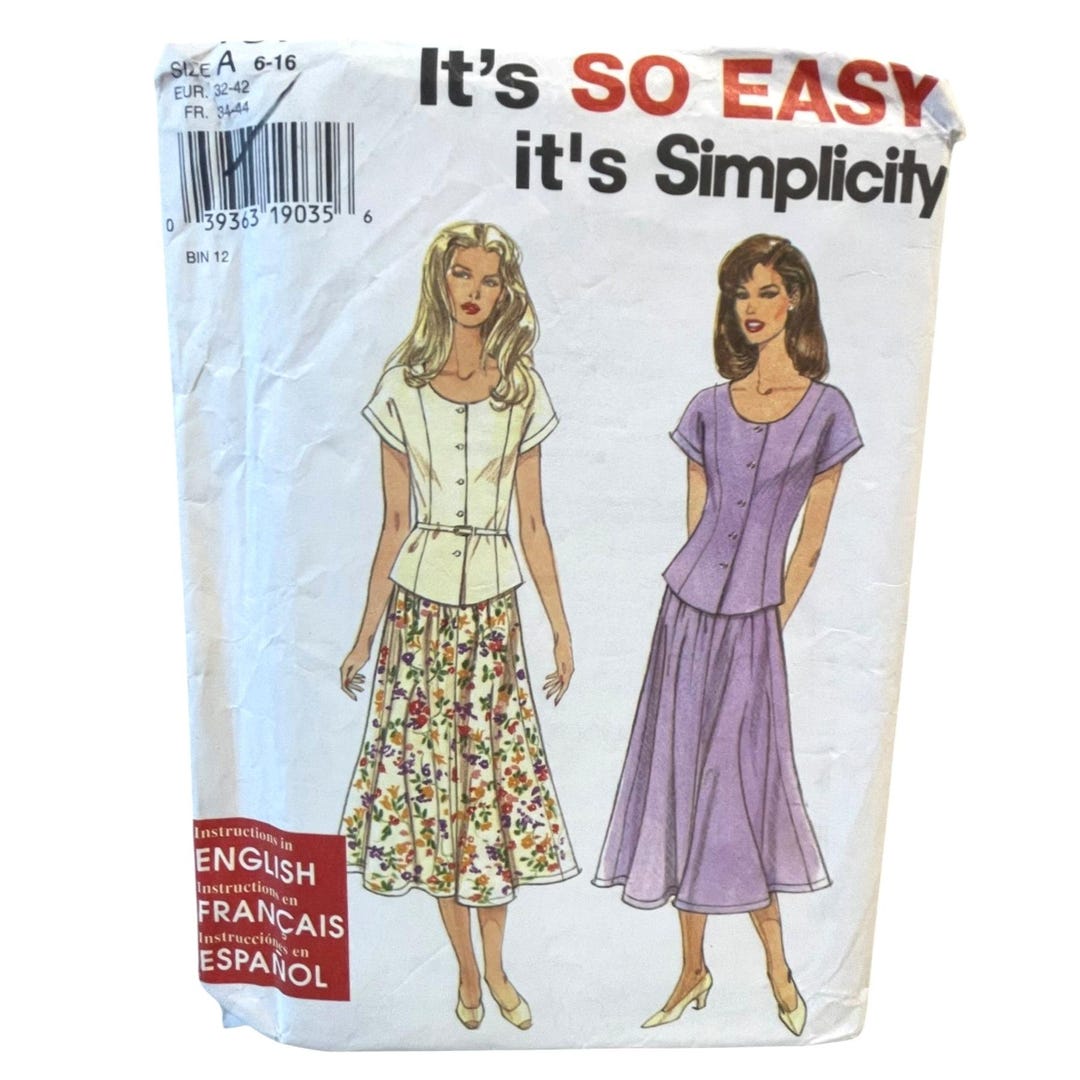 Simplicity Sewing Pattern 7197 Top Skirt Misses Size 6-16 - Etsy