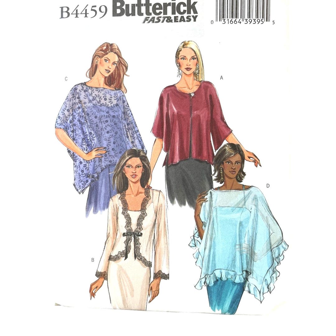 Butterick Sewing Pattern 4459 Poncho Shrug BOHO Misses Size XS-M - Etsy