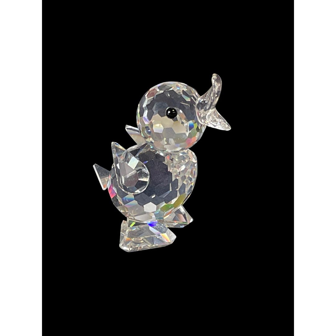 Swarovski Crystal Duck Figurine With Faceted Detailing & Black Eyes - Etsy