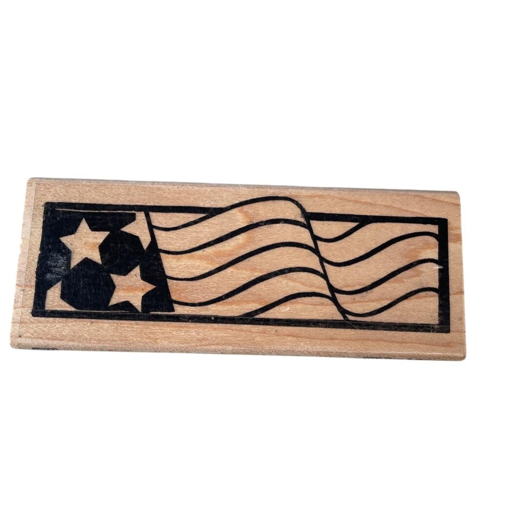 American Flag Rubber Stamp Wooden Base for Crafts & Scrapbooking - Etsy