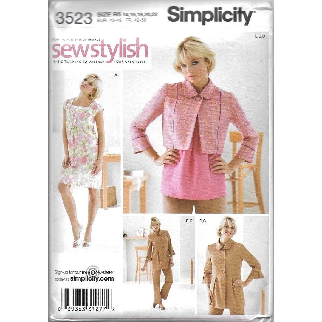 Simplicity Sewing Pattern 3523 Jacket Pants Top Misses Size 14-22 - Etsy
