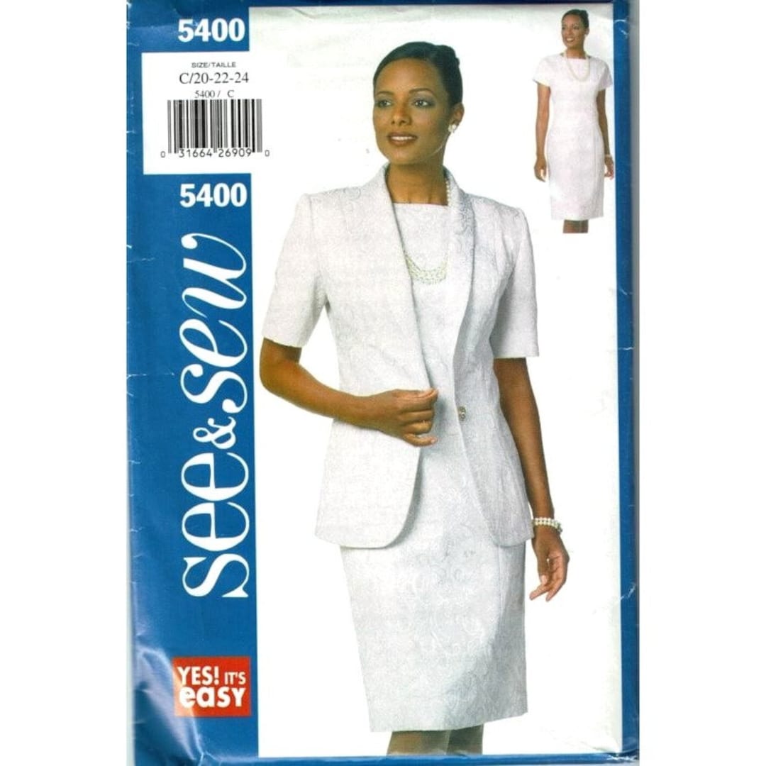 Butterick See and Sew Sewing Pattern 5400 Jacket Suit Dress Misses Size 20-24 - Etsy