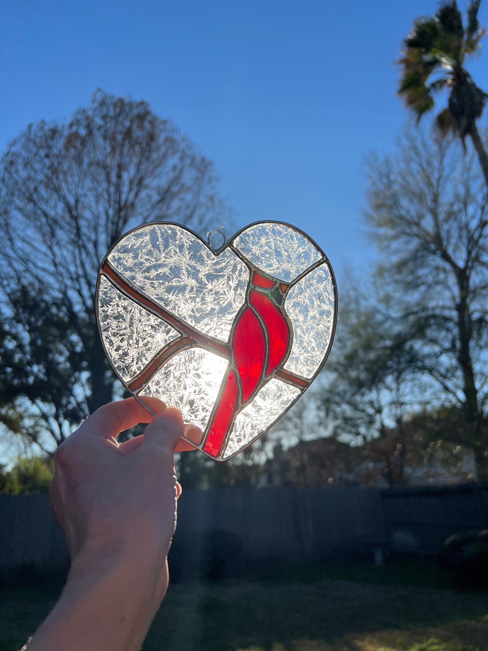 Cardinal Heart Stained Glass - Etsy