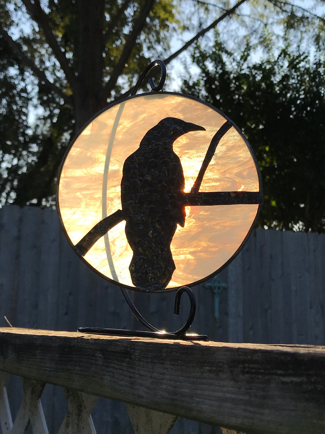 Stained Glass Raven Window Hanging: Tinned Copper Foil Overlay - Etsy
