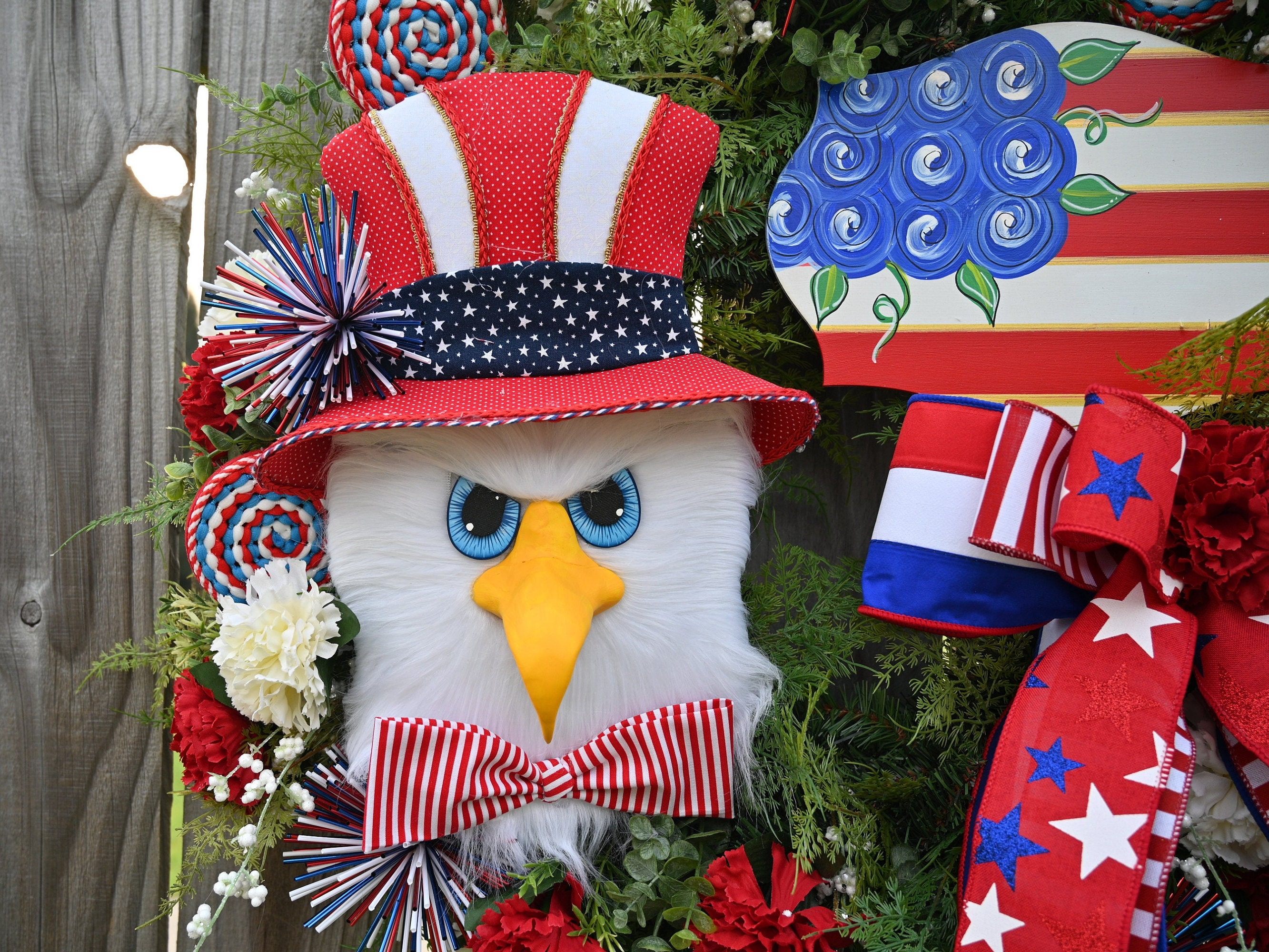 Patriotic Eagle Wreath for Front Door, Red, White and Blue, American ...