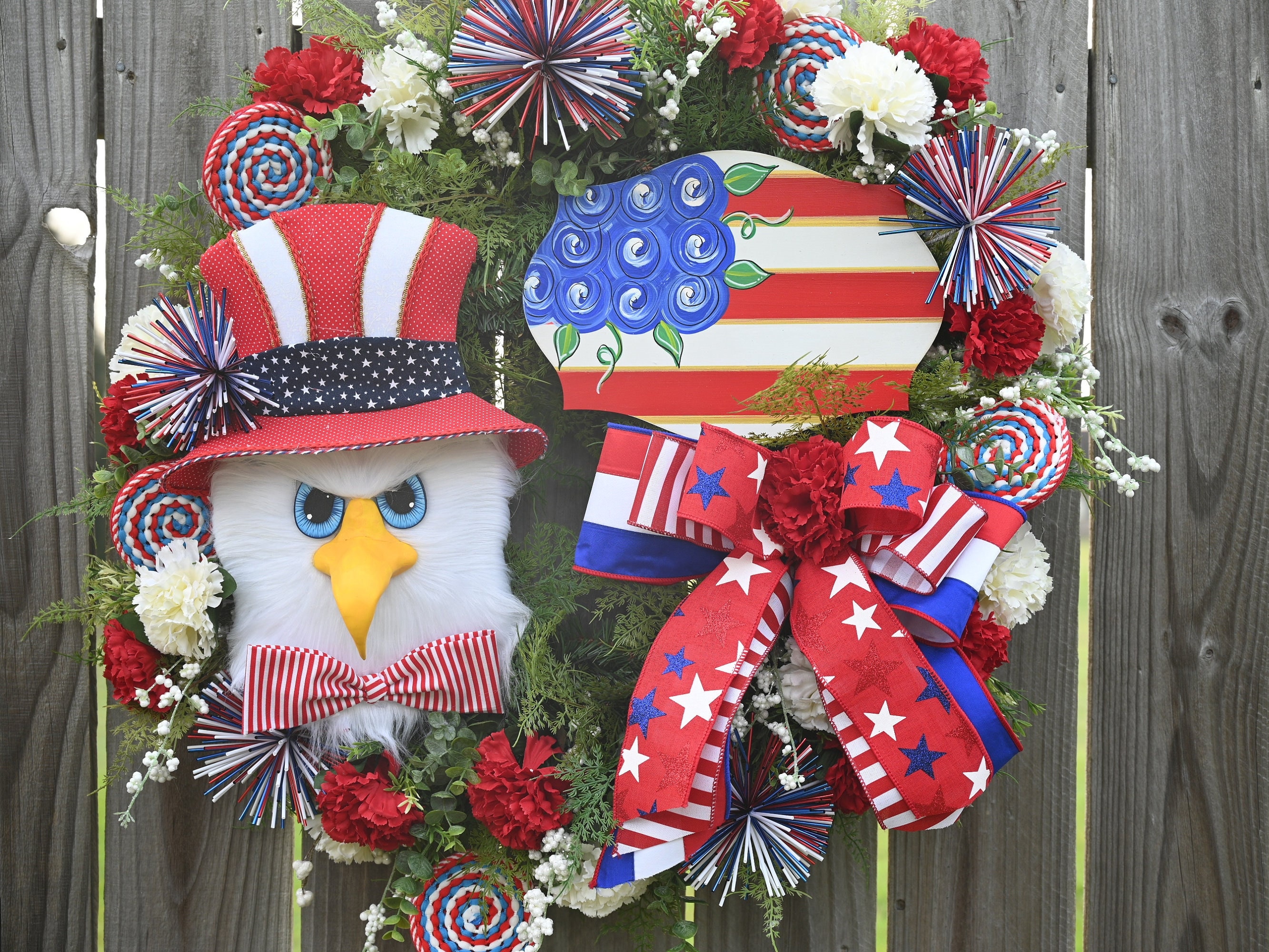 Patriotic Eagle Wreath for Front Door, Red, White and Blue, American ...