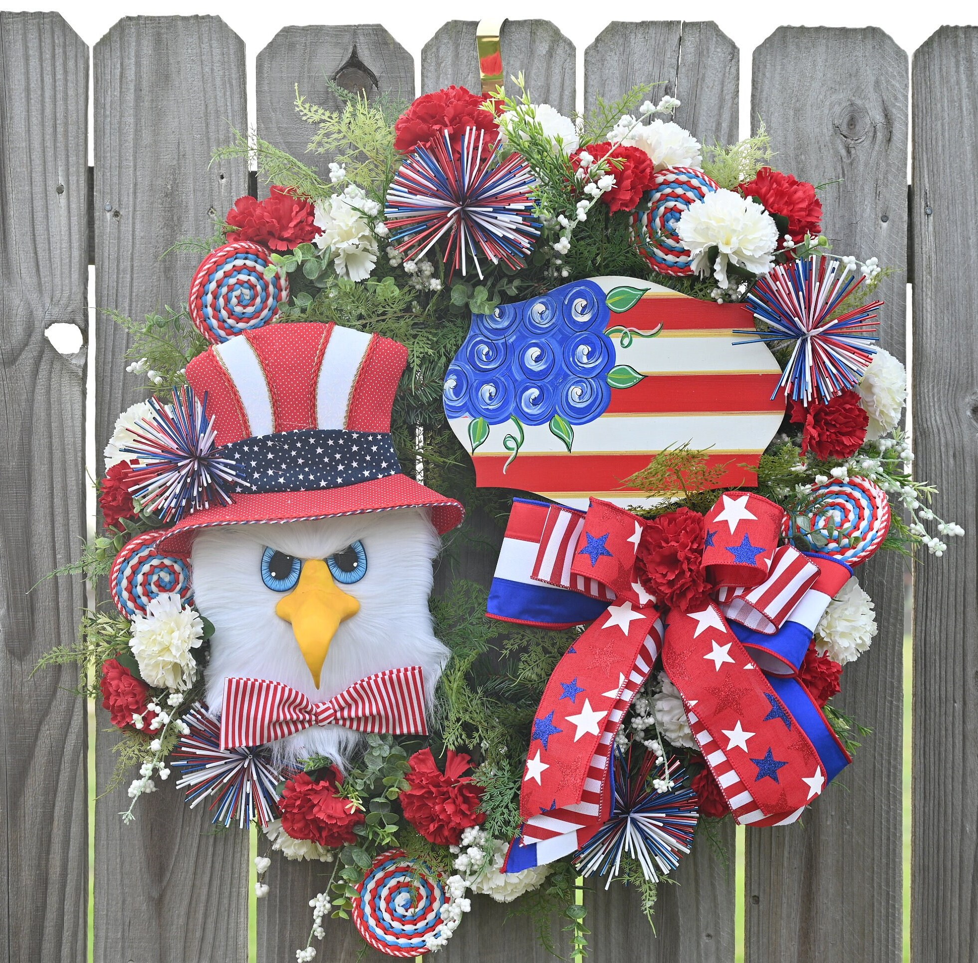 Patriotic Eagle Wreath for Front Door, Red, White and Blue, American ...