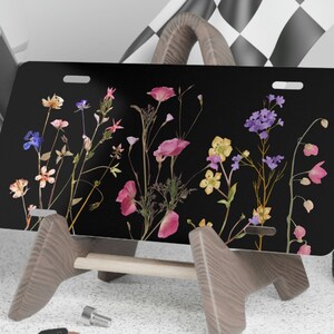 Vintage Pressed Flowers Vanity Car License Plate, Floral Cottagecore ...